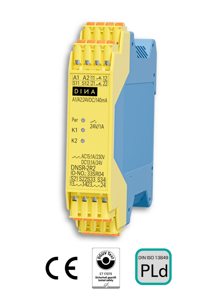 Emergency Stop & Time Relay SAFEONE DNSR-2R2 | DINA Elektronik